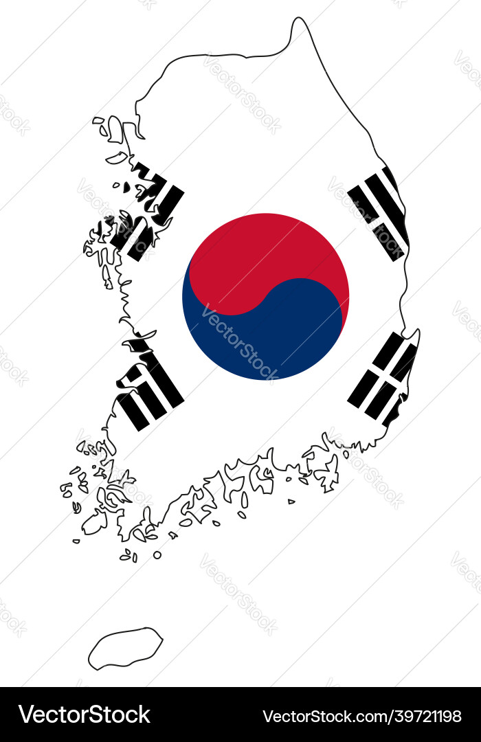 South korea map with flag Royalty Free Vector Image