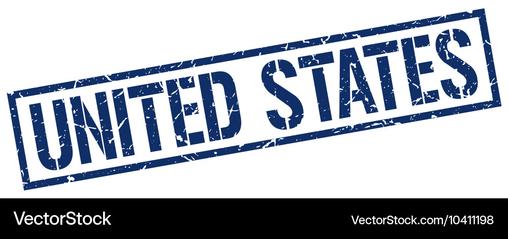 United states blue square stamp Royalty Free Vector Image