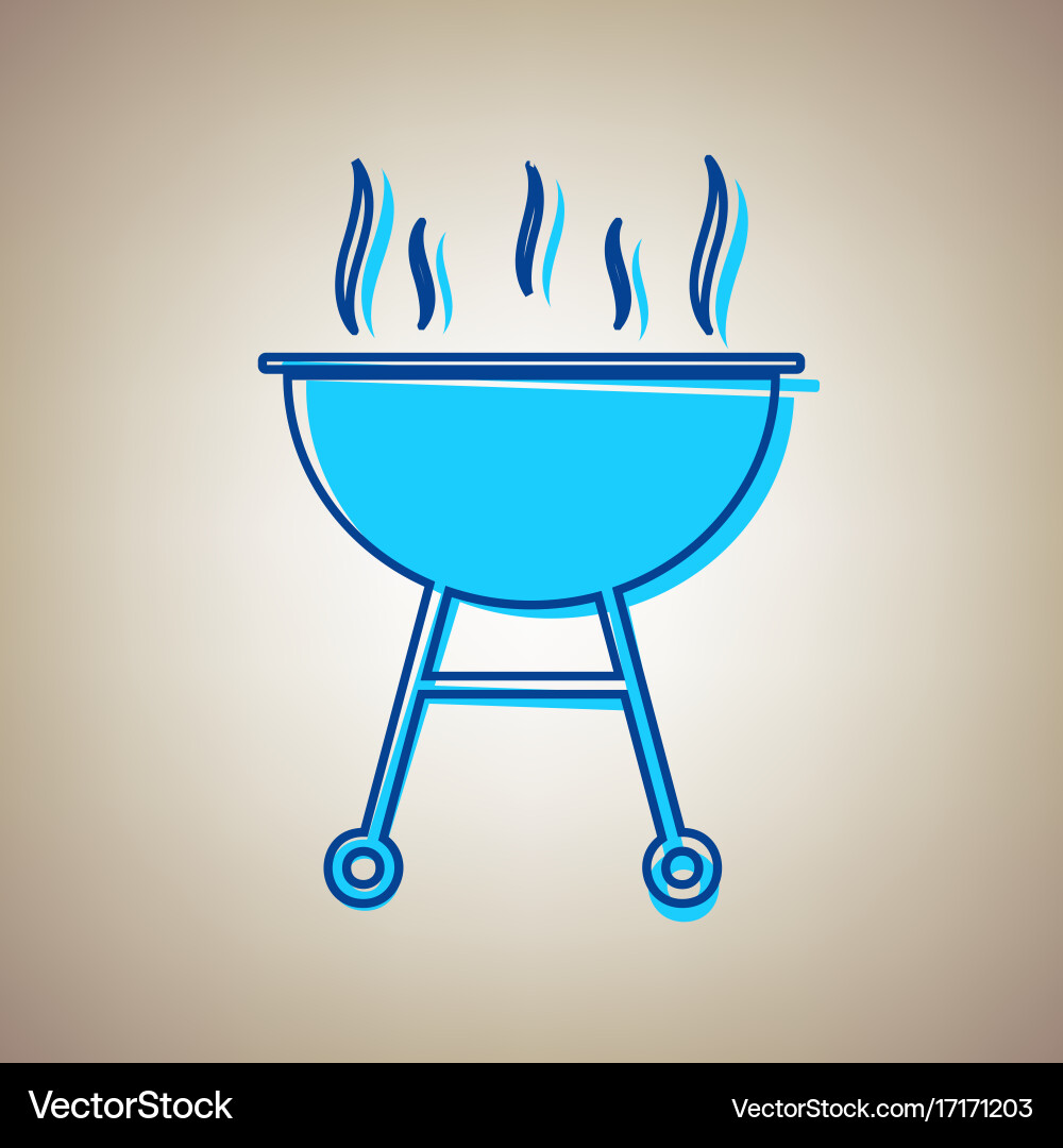 Barbecue simple sign sky blue icon Royalty Free Vector Image