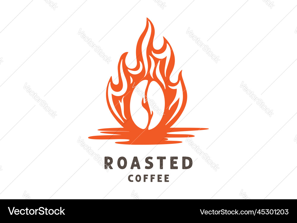 Burn flames fire with coffee bean for roasted Vector Image