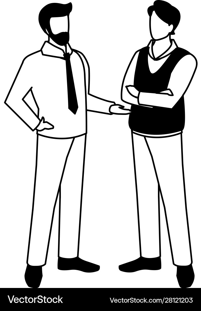 Businessmen standing with various views poses Vector Image