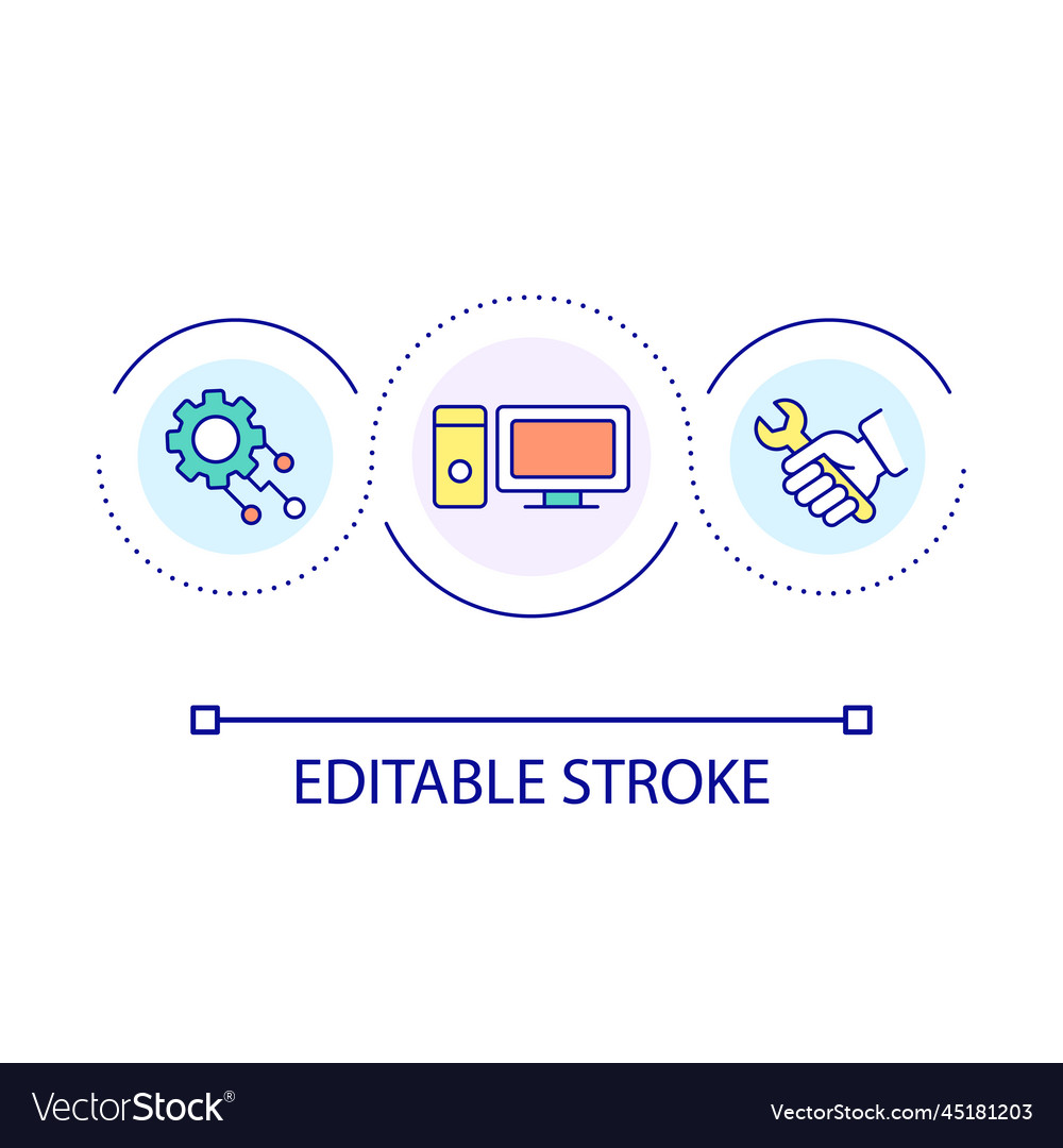 Computer maintenance loop concept icon Royalty Free Vector