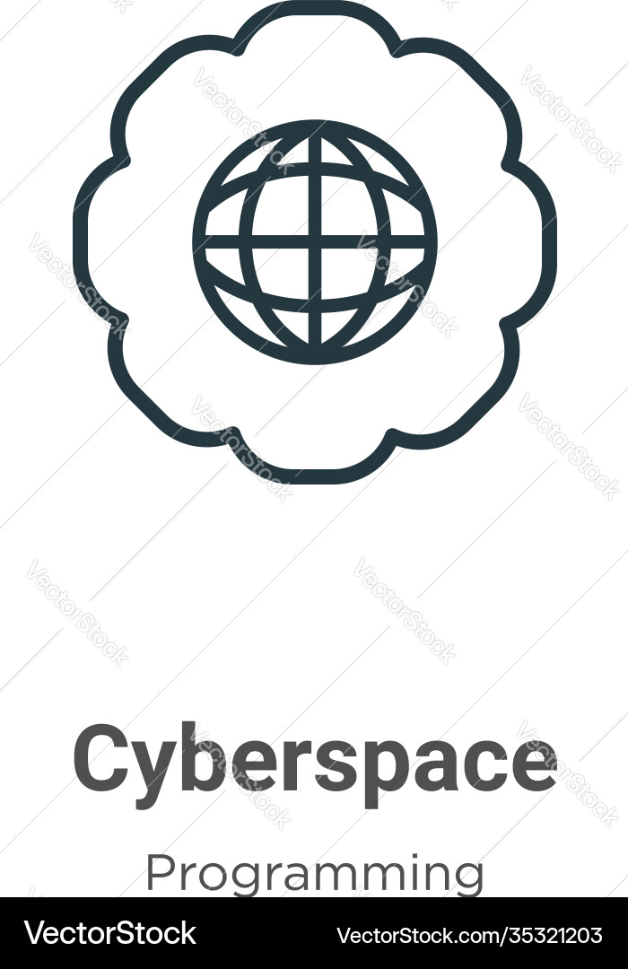Cyberspace outline icon thin line black Royalty Free Vector