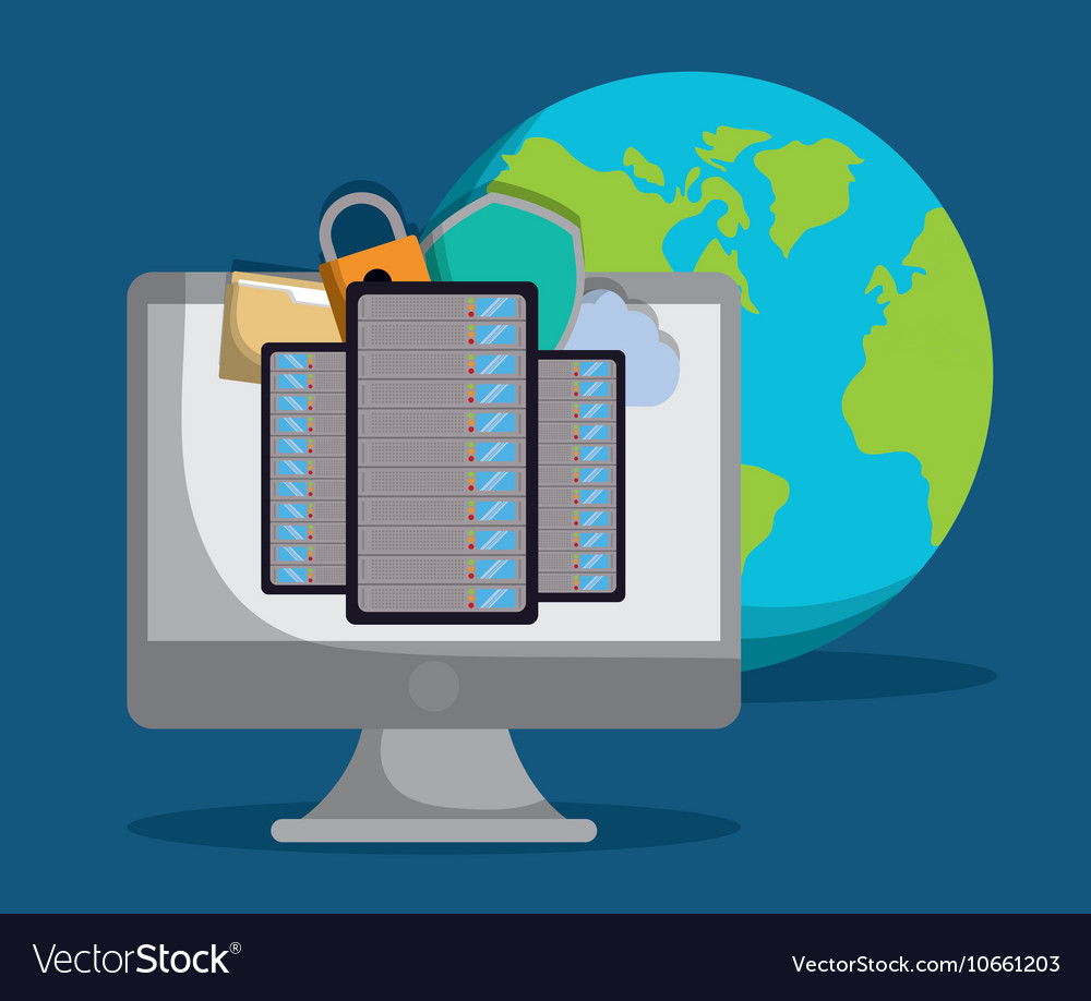 Data center and web hosting design Royalty Free Vector Image