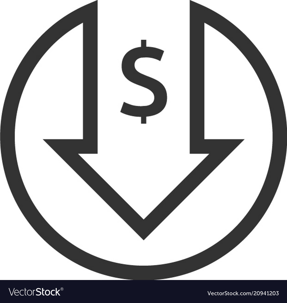 Dollar decrease icon money symbol with arrow Vector Image