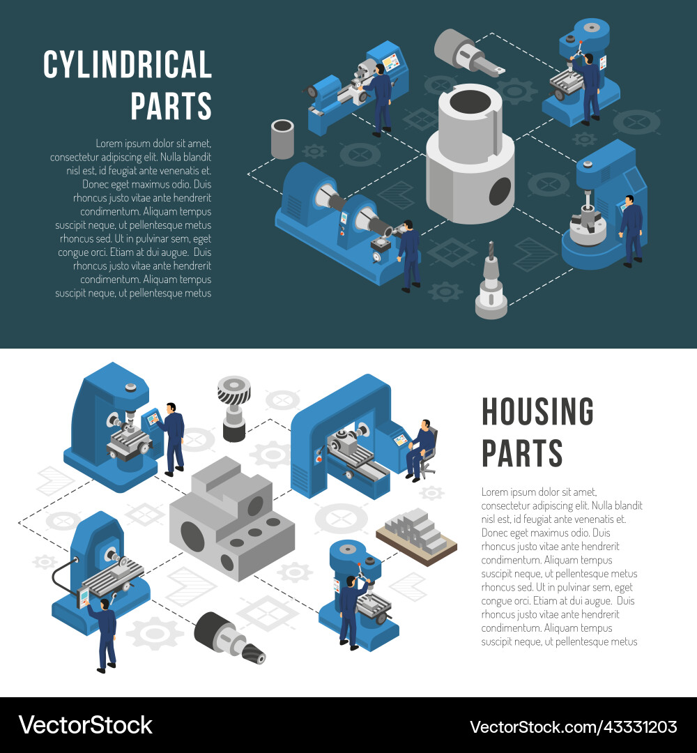 Heavy industry production 2 isometric banners Vector Image