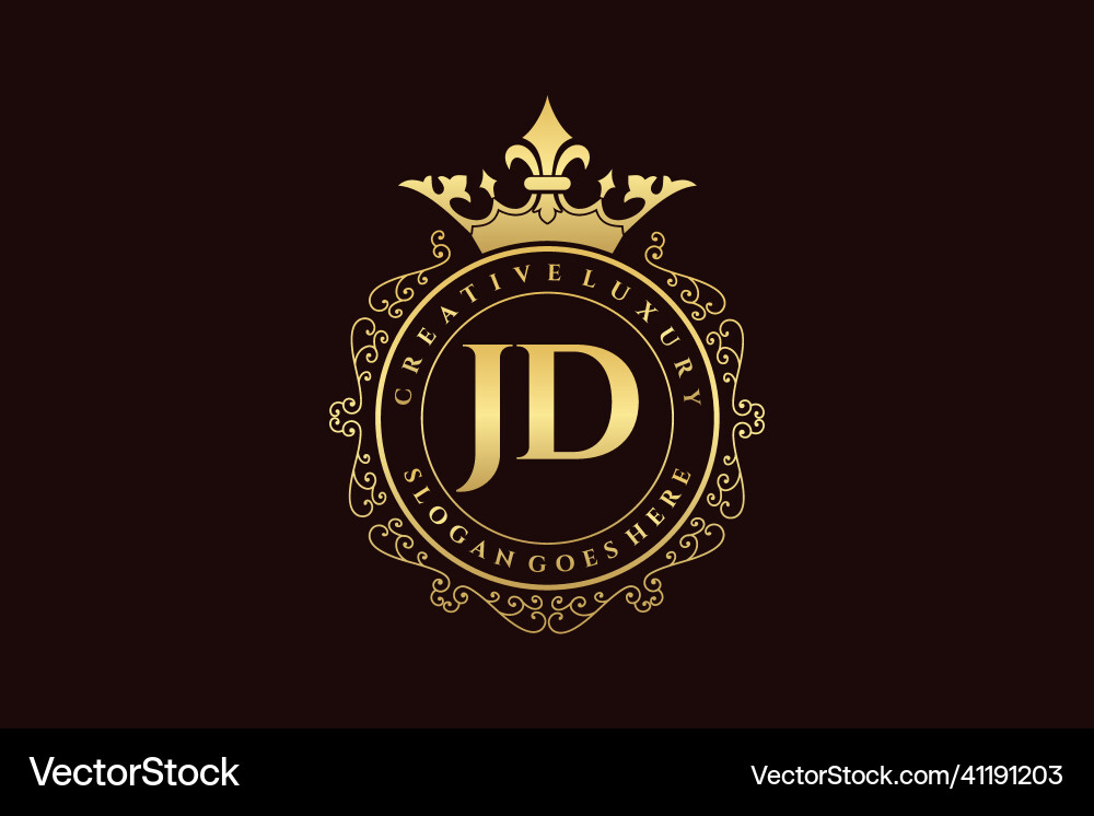 Jd initial letter luxury calligraphic feminine Vector Image