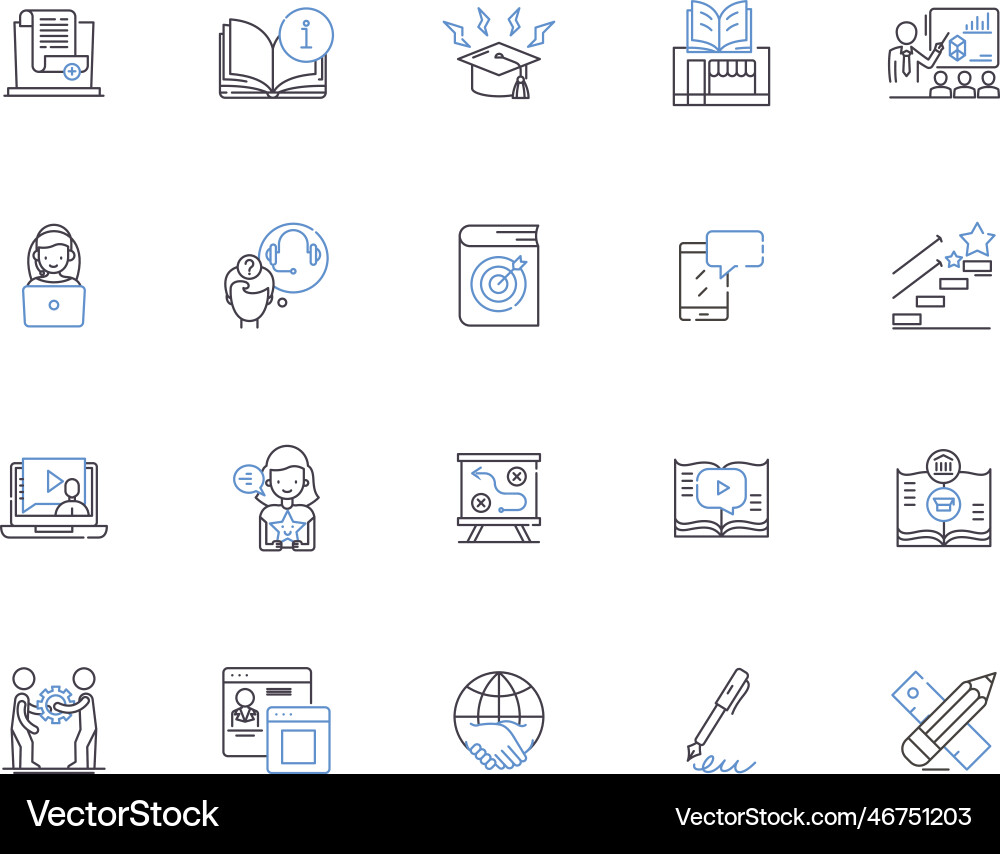 Learning business outline icons collection Vector Image