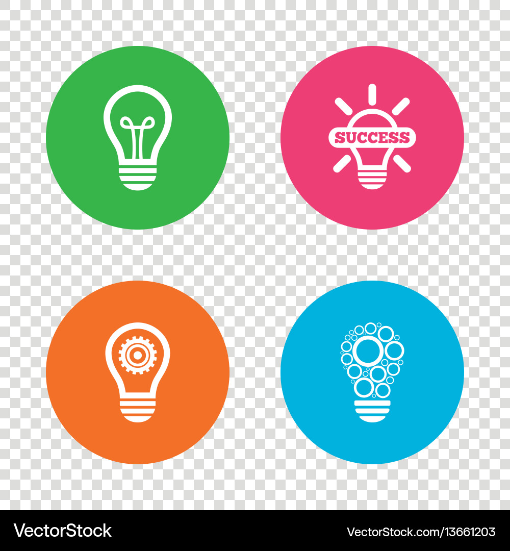 Light lamp icons energy saving symbols Royalty Free Vector