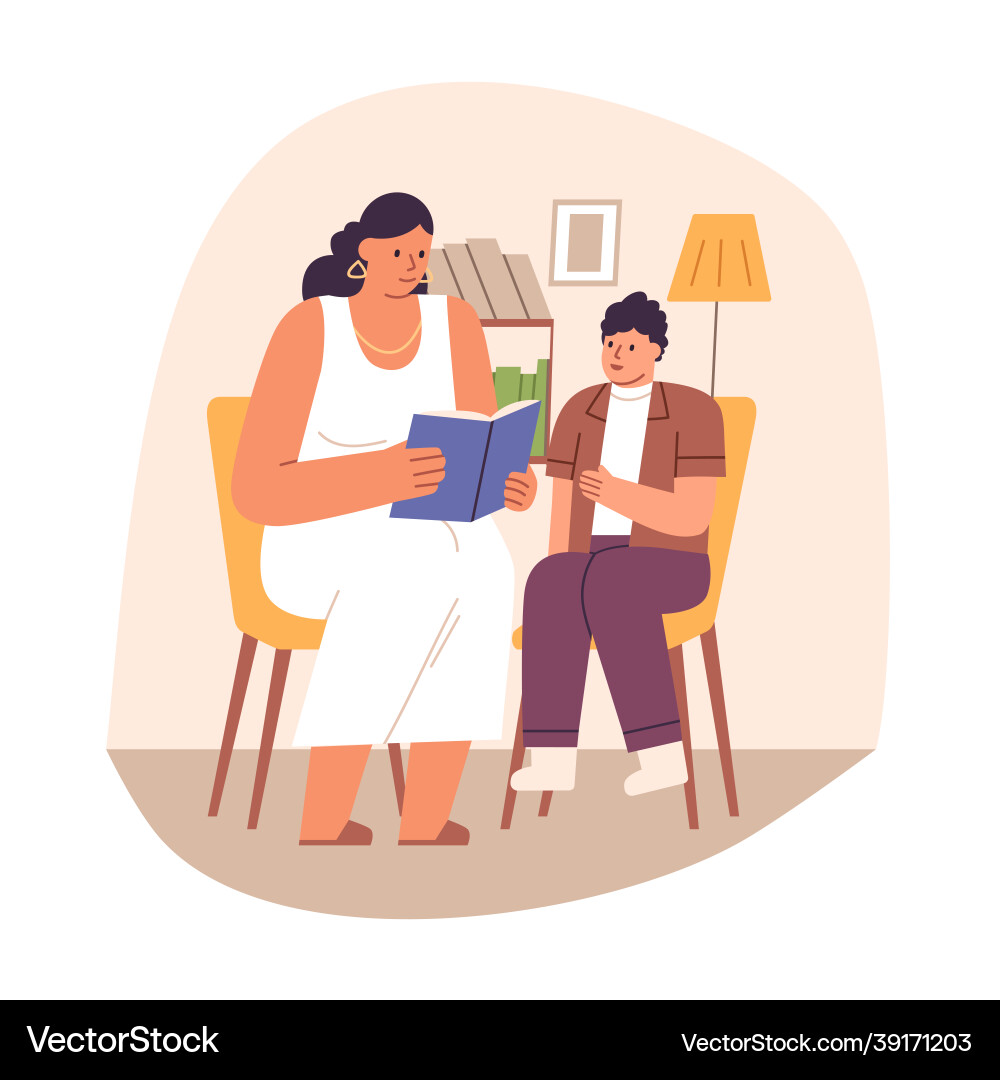 Parent checking kids homework mother helping Vector Image