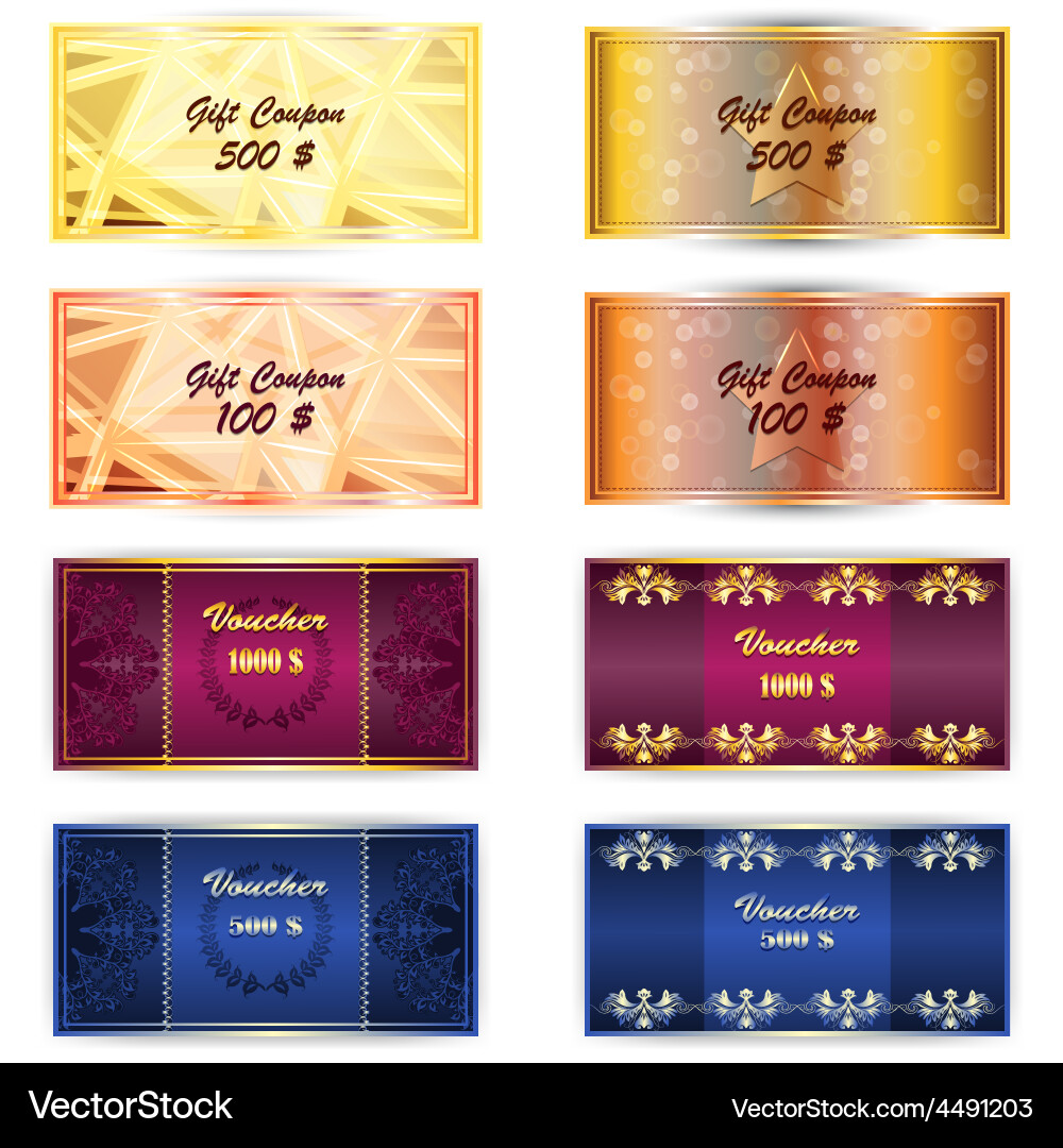 Set of gift coupon card Royalty Free Vector Image