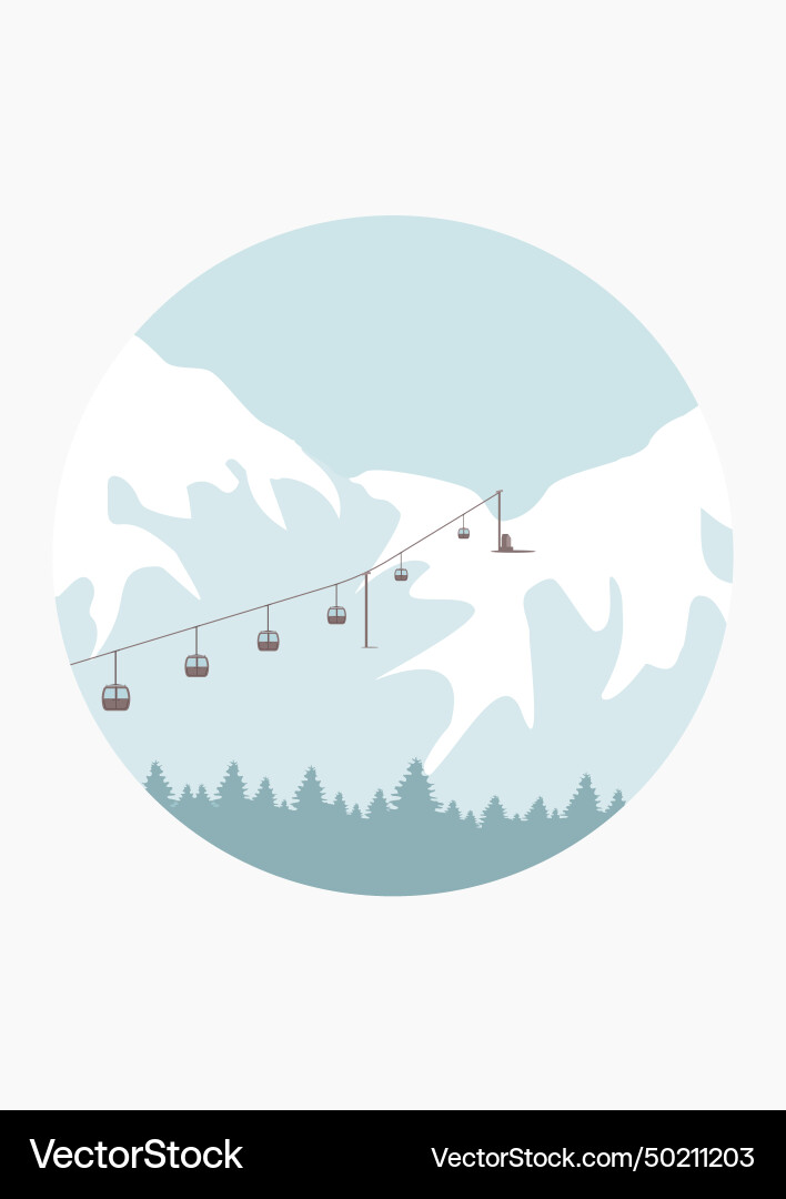 Ski resort with snowy hill Royalty Free Vector Image
