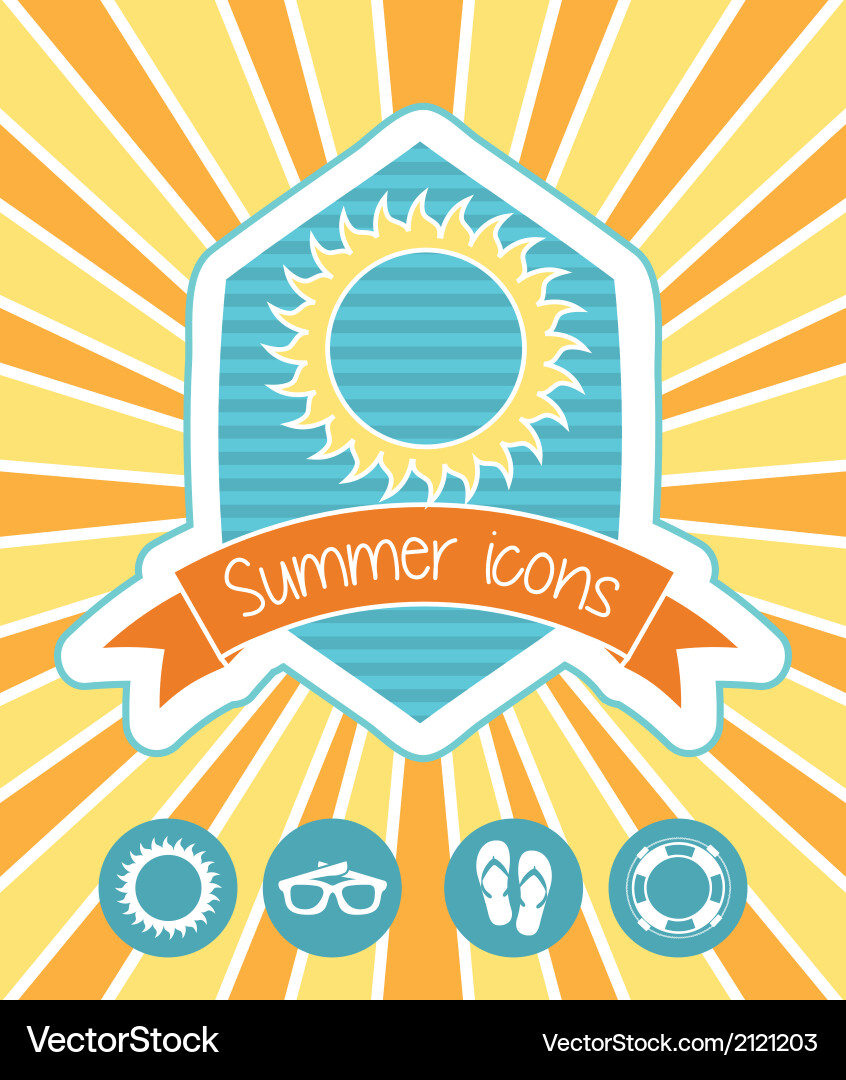Summer icons over yellow background Royalty Free Vector