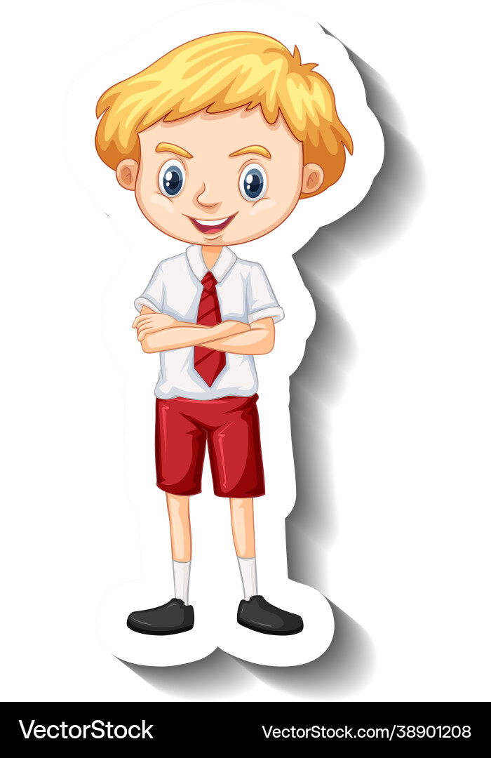 A boy in student uniform cartoon character sticker