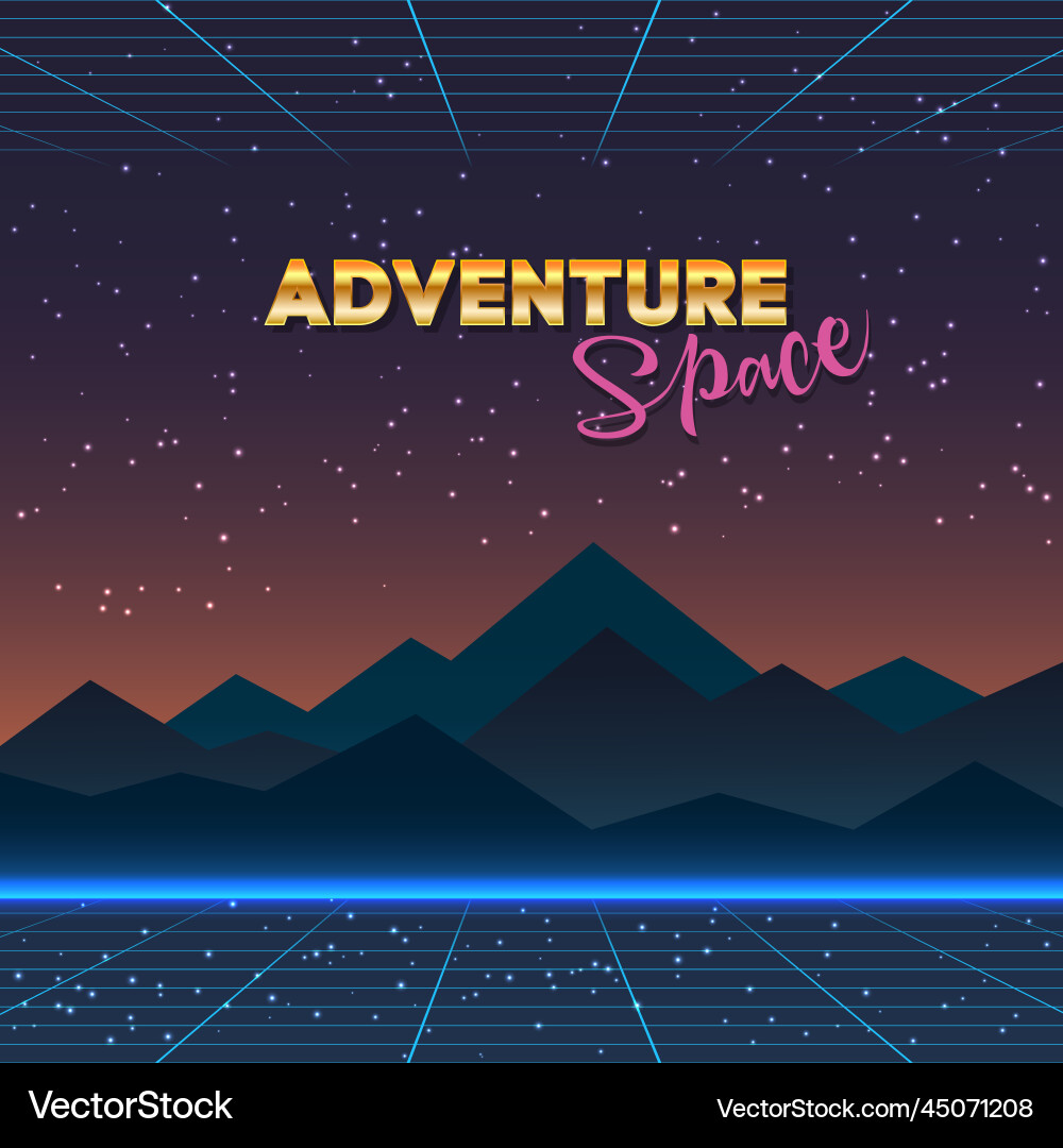 Adventure space and night mountain landscape Vector Image