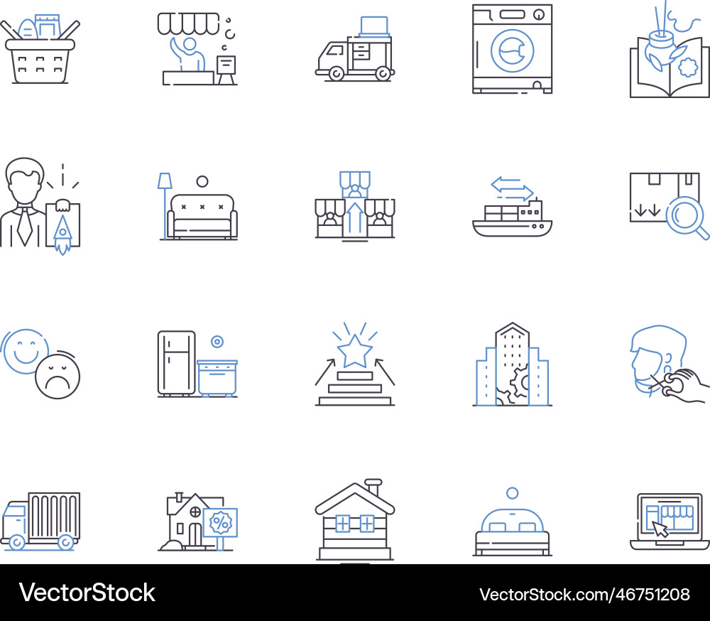 Community centers outline icons collection Vector Image