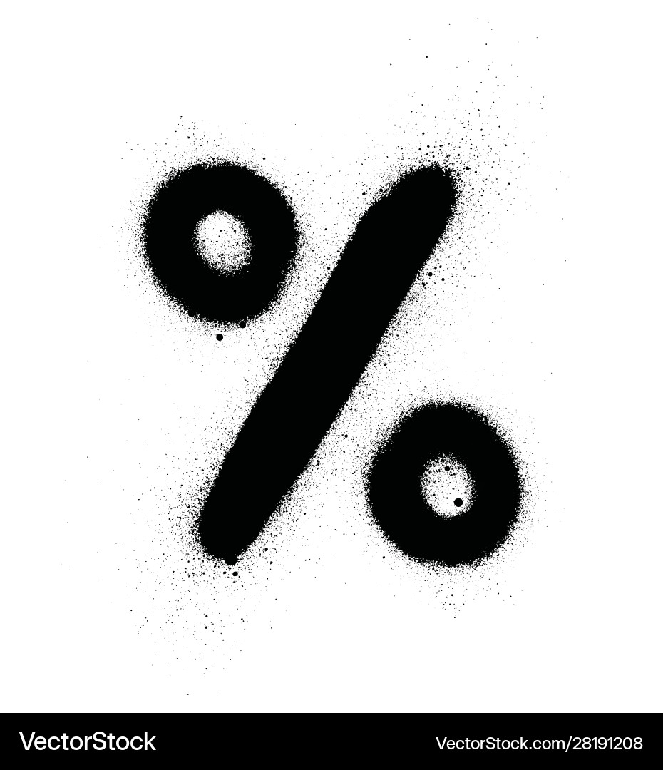 Graffiti percentage symbol sprayed in black over Vector Image