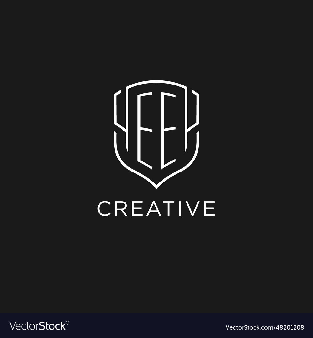 Initial ee logo monoline shield icon shape with Vector Image