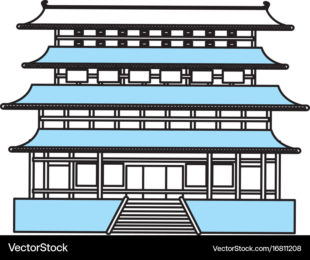 Japanese temple building Royalty Free Vector Image