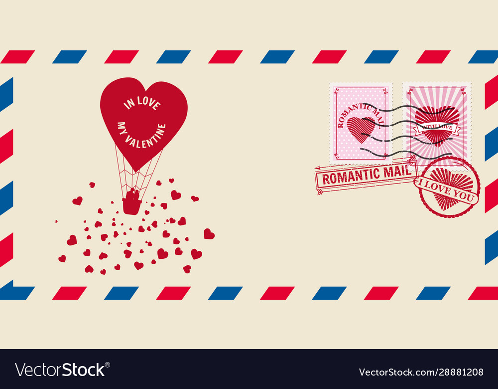 Mail envelope for valentine s day with heart Vector Image