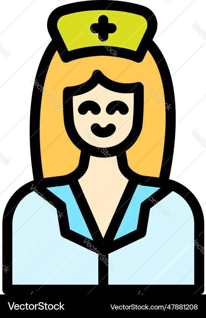 Medical nurse icon flat Royalty Free Vector Image