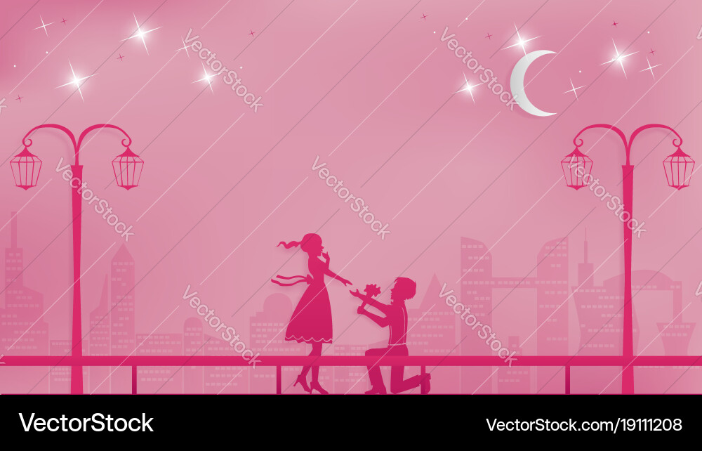 Romantic paper art concept or cutting style Vector Image