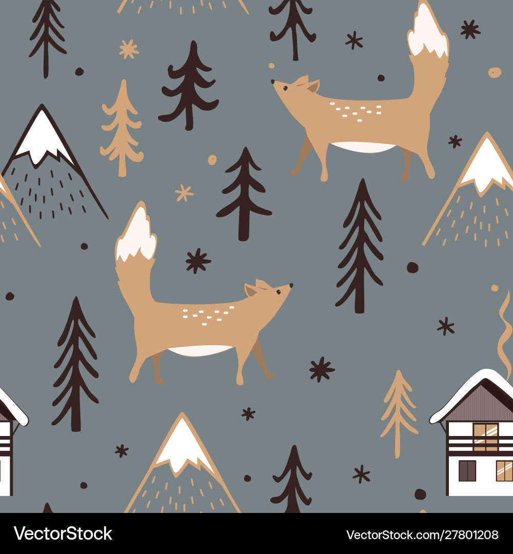 Seamless christmas pattern with forest trees Vector Image