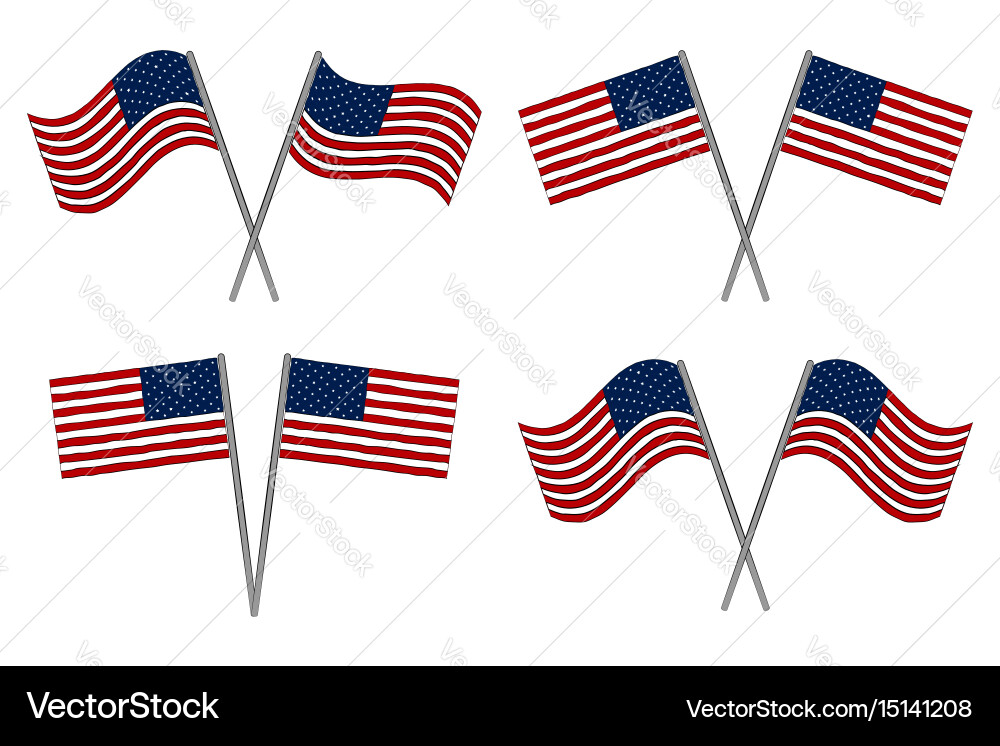 Set of two usa flags Royalty Free Vector Image