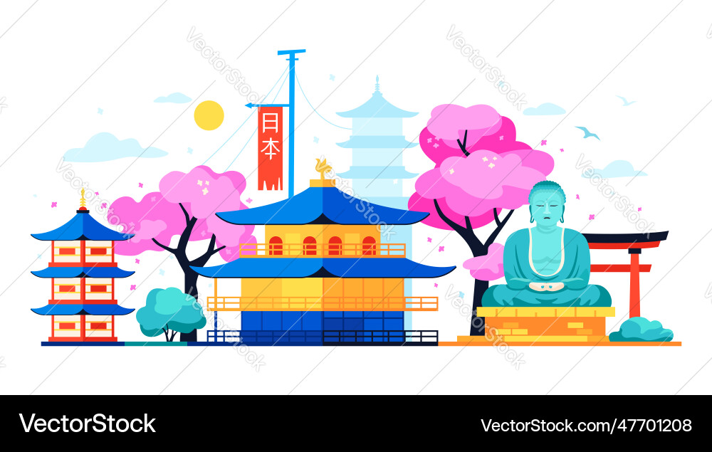 Streets of japan - modern colored Royalty Free Vector Image