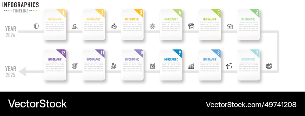 Timeline 12 months infographic for business Vector Image