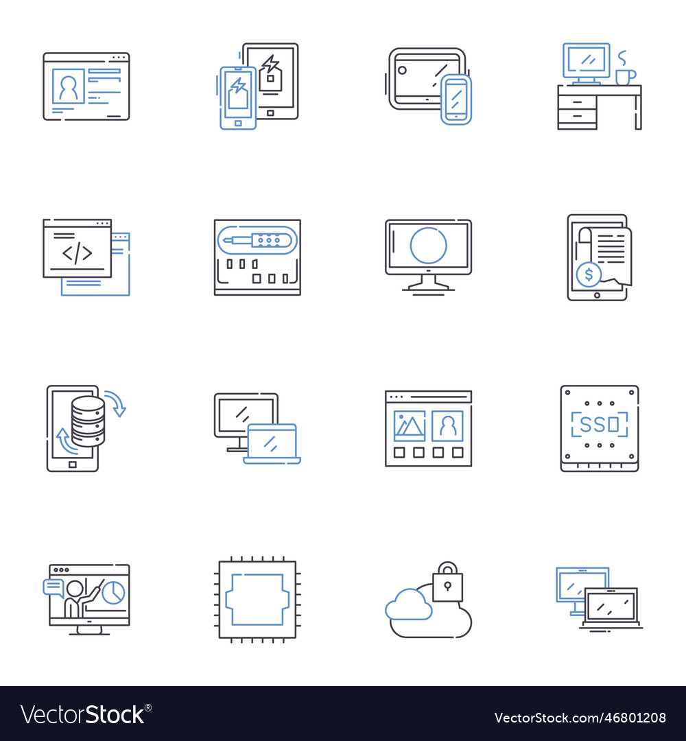 Virtual industry line icons collection online Vector Image Virtual industry line icons collection online Vector Image