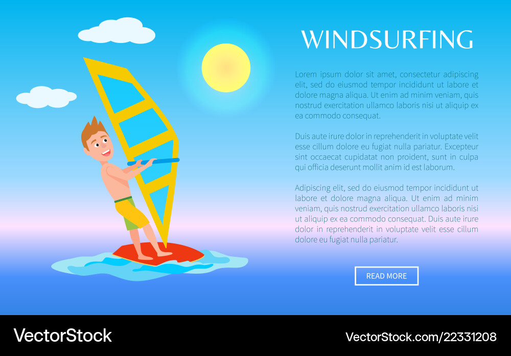 Windsurfing web poster summer sport activity sea Vector Image