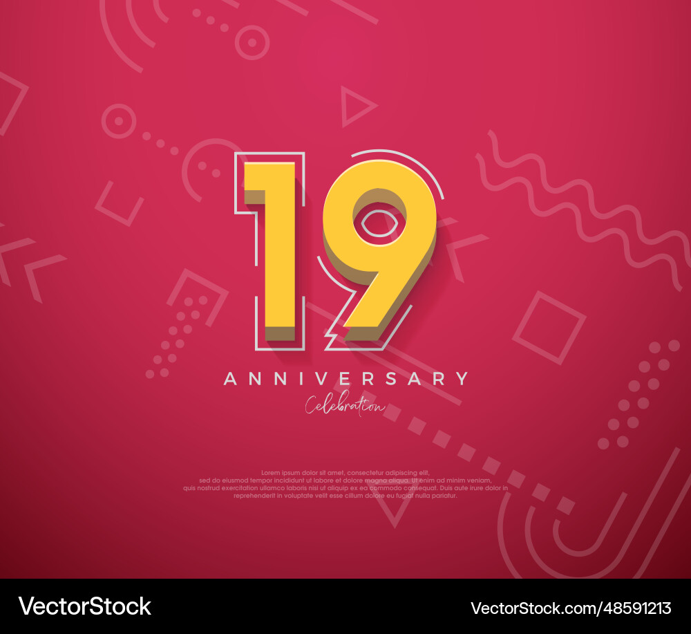 19th anniversary with a cartoon design Royalty Free Vector