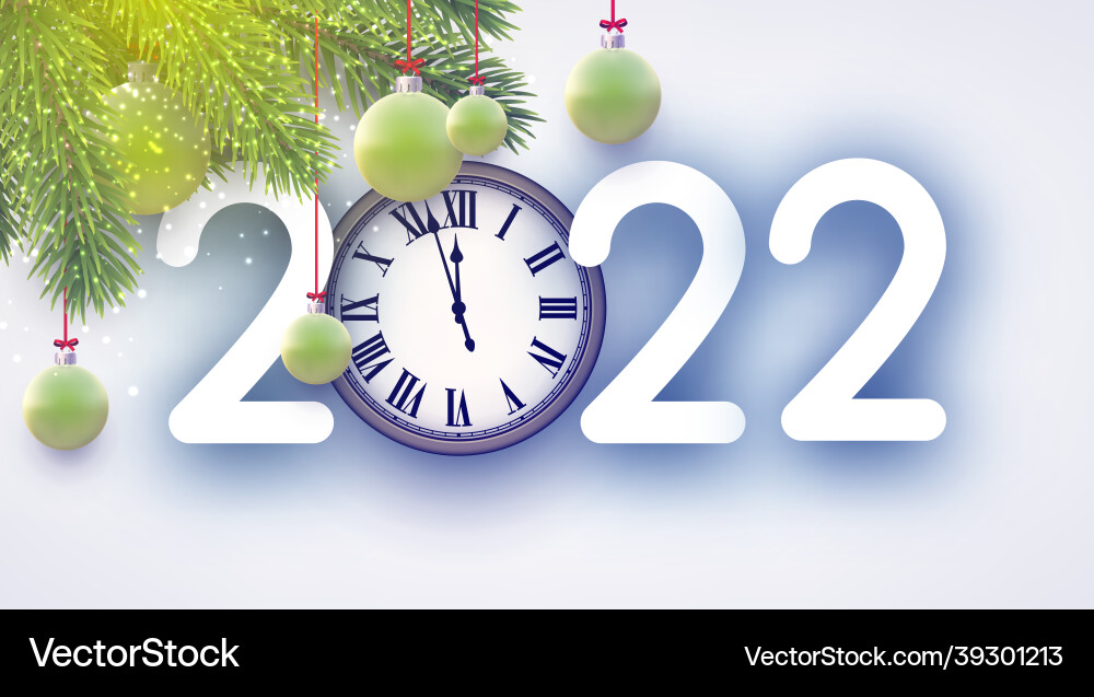 2022 sign with clocks showing midnight Royalty Free Vector
