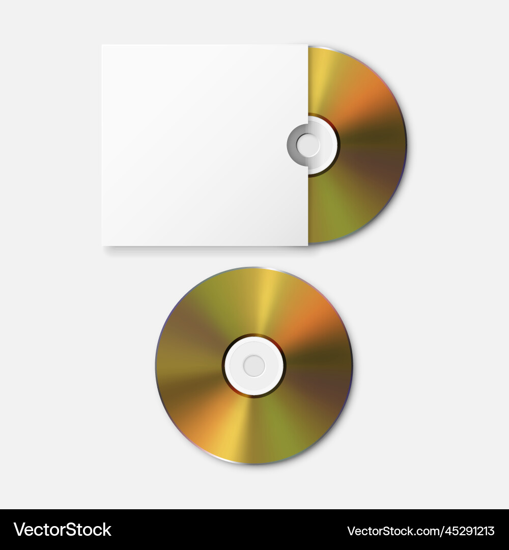 3d realistic golden cd dvd with paper Royalty Free Vector