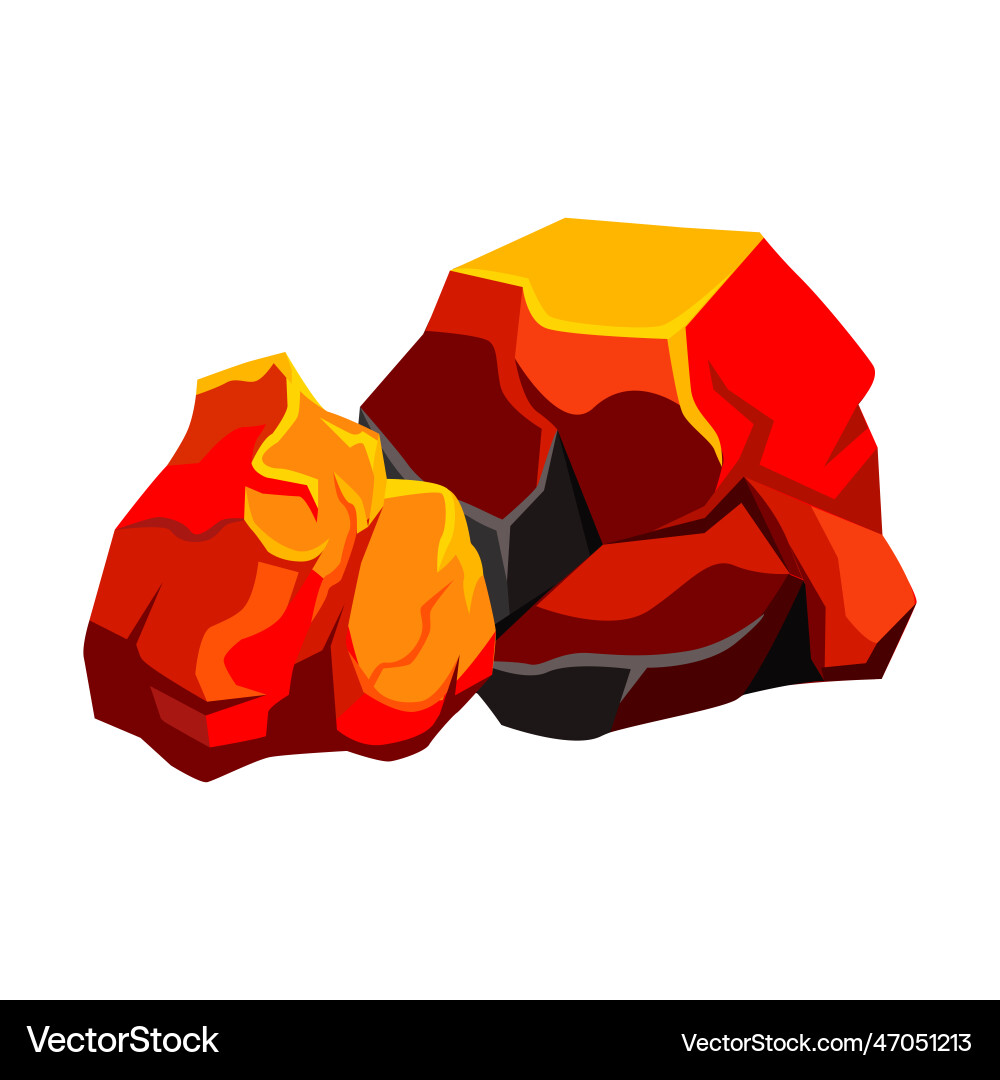 Burning coal for grill cartoon pile Royalty Free Vector