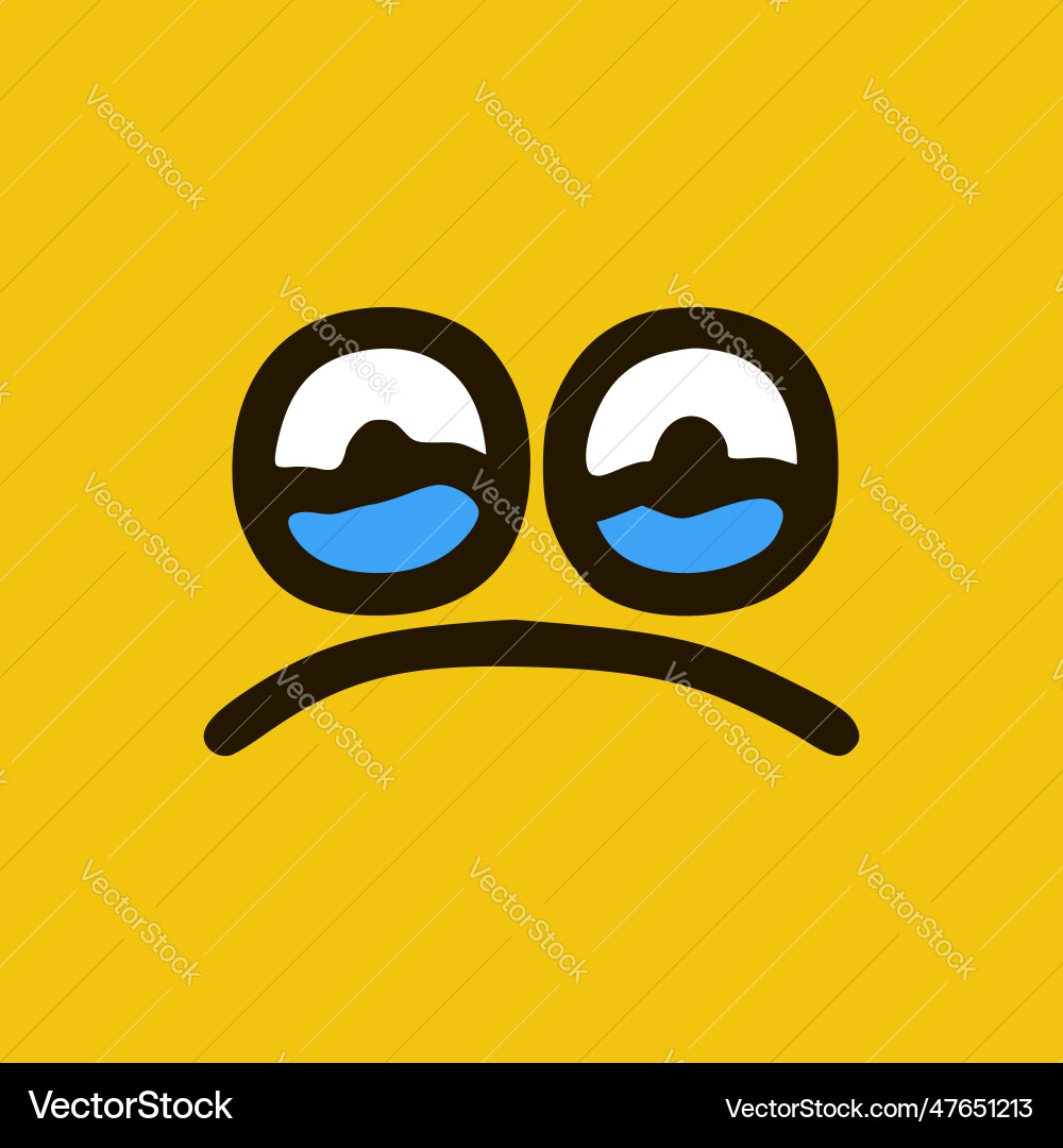 Crying emoticon in doodle style cartoon face Vector Image