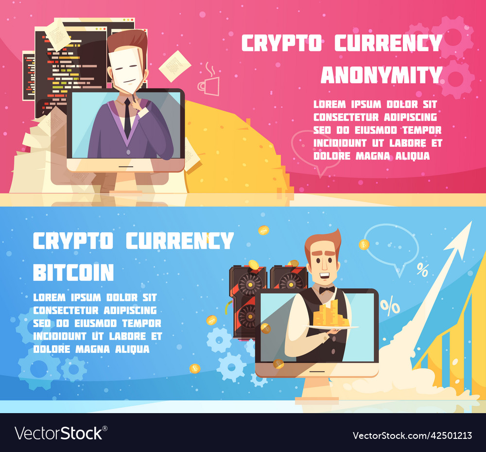 Cryptocurrency Horizontal Banners Royalty Free Vector Image