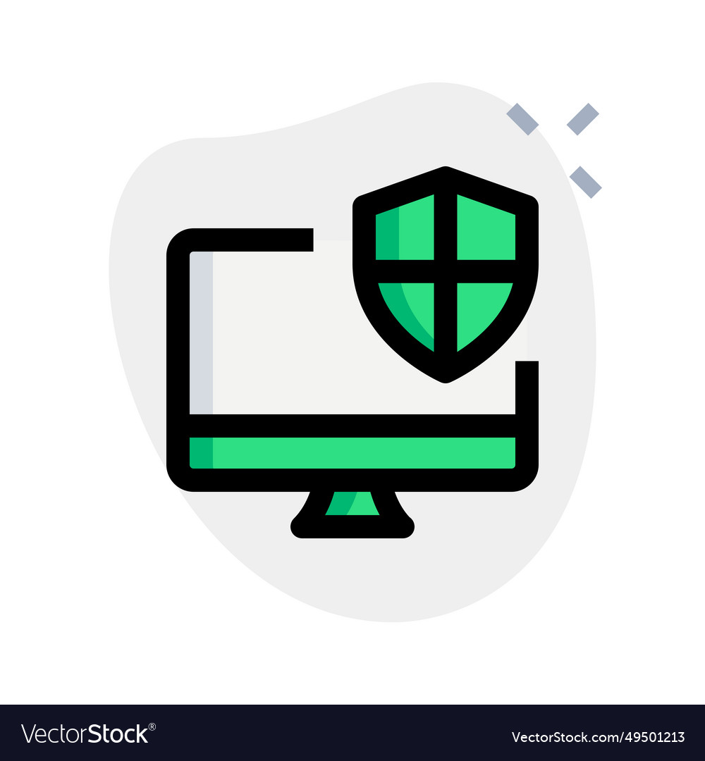 Desktop shield provides security and data Vector Image