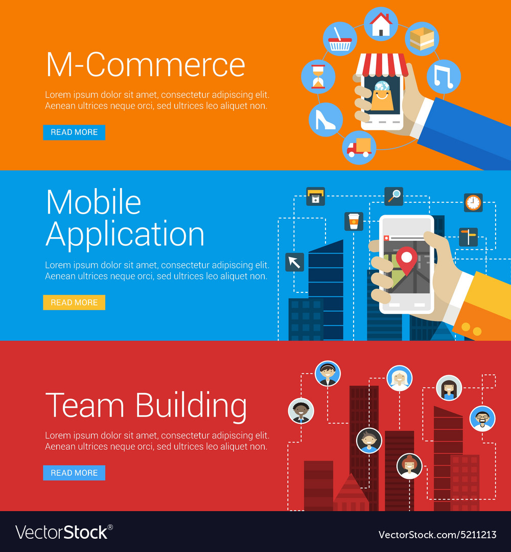 Flat design concept set of for web banners Vector Image