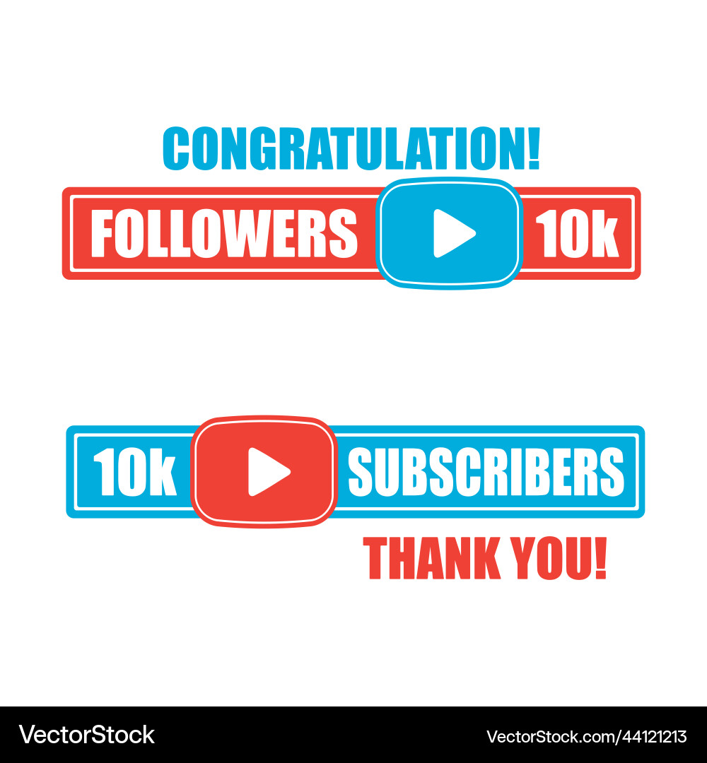 Followers milestone red banners set Royalty Free Vector