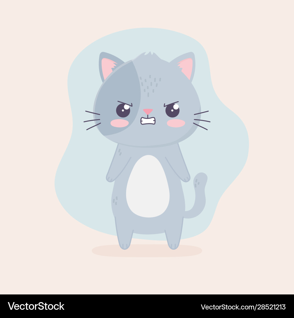 Kawaii cartoon expression cat angry character Vector Image