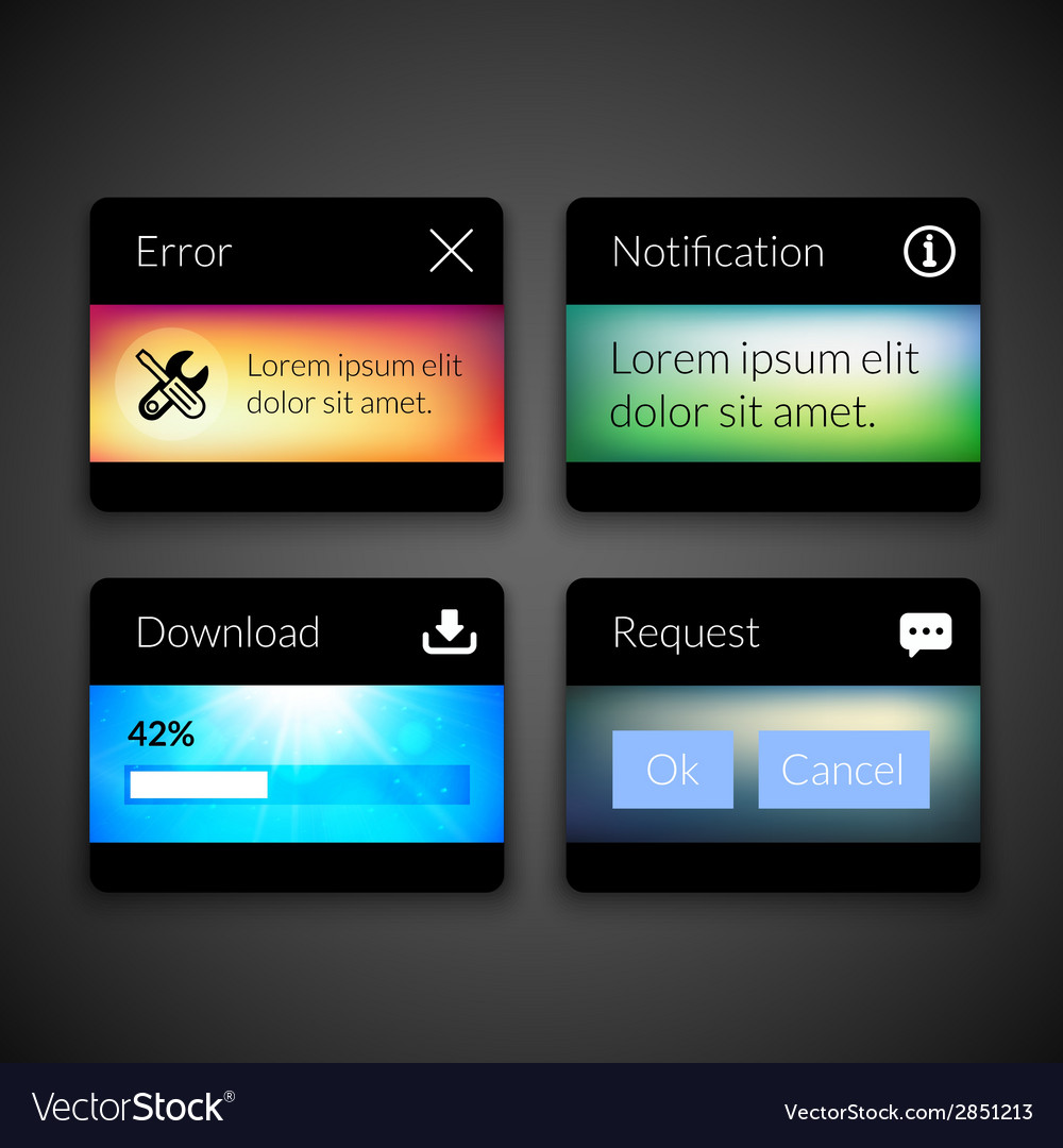 Mobile interface elements with colorful wallpaper Vector Image