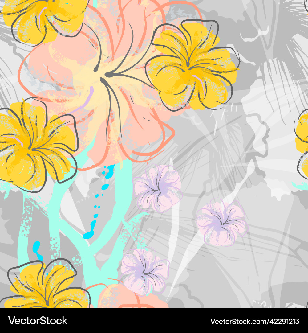 Pink flowers blooming pattern pastel watercolor Vector Image