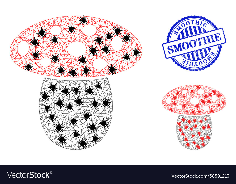 Polygonal mesh mushroom pictograms with virus Vector Image Polygonal mesh mushroom pictograms with virus Vector Image