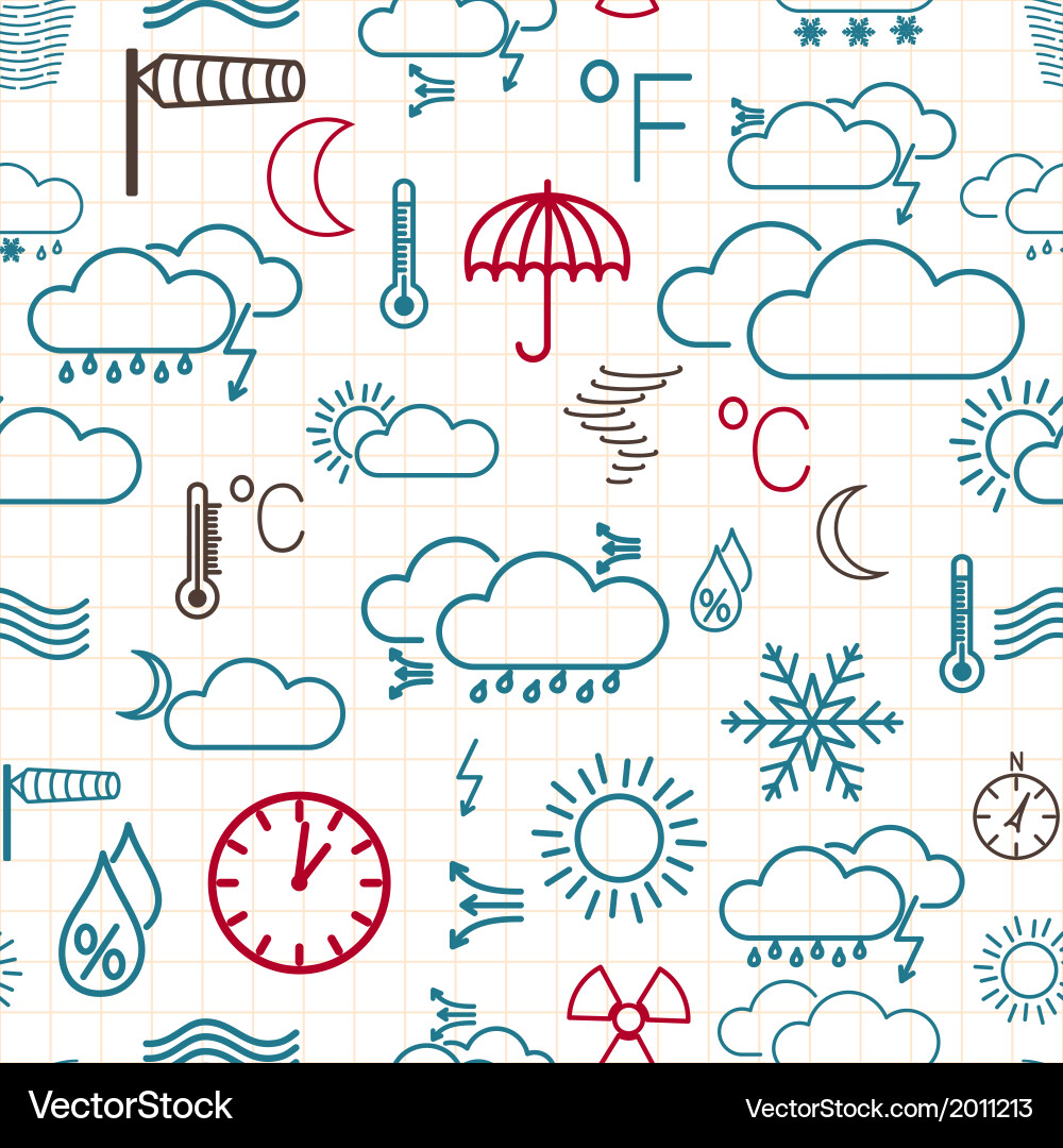 Seamless pattern of weather symbols Royalty Free Vector