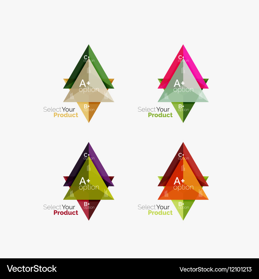Set of triangle infographic layouts with text Vector Image