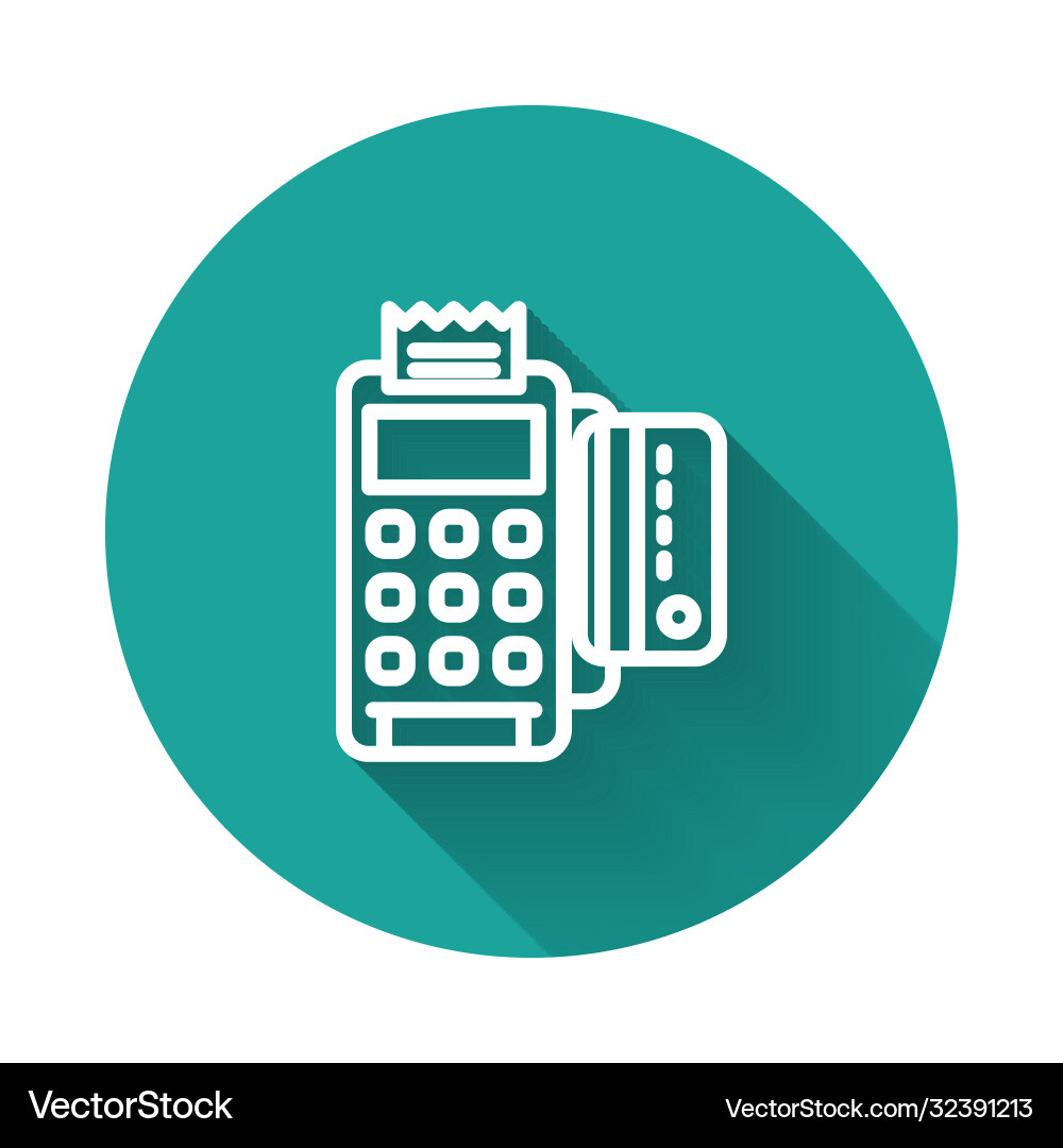 White line pos terminal with inserted credit card Vector Image