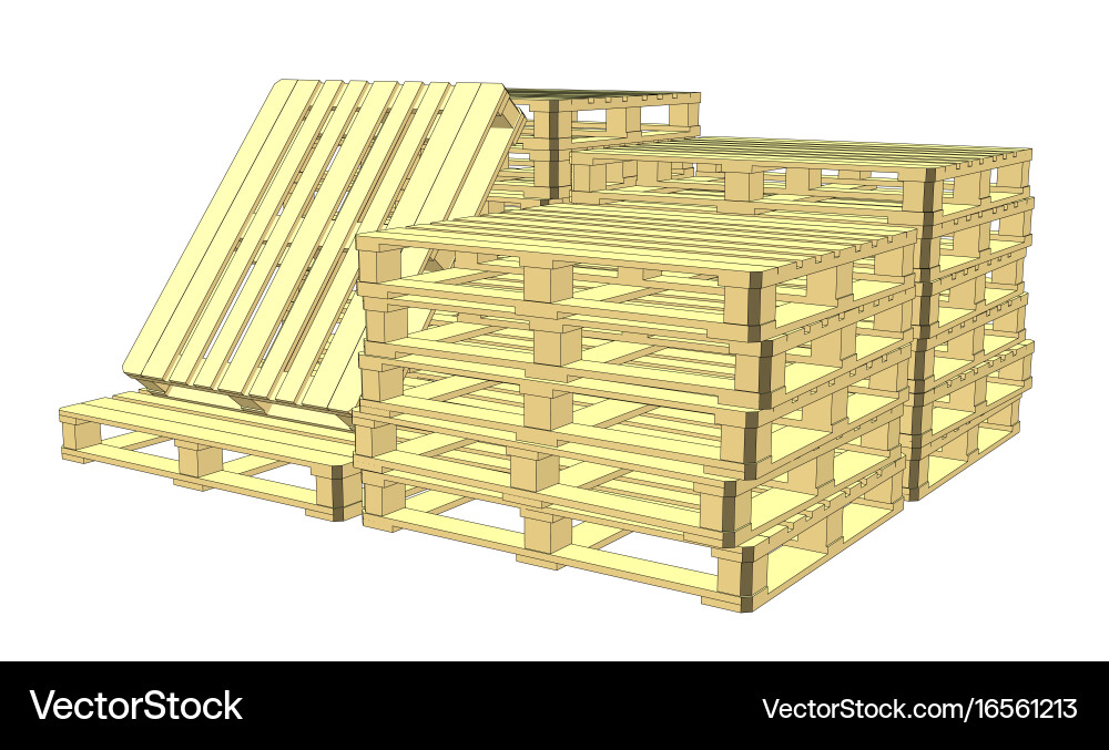 Wooden pallets isolated on white Royalty Free Vector Image