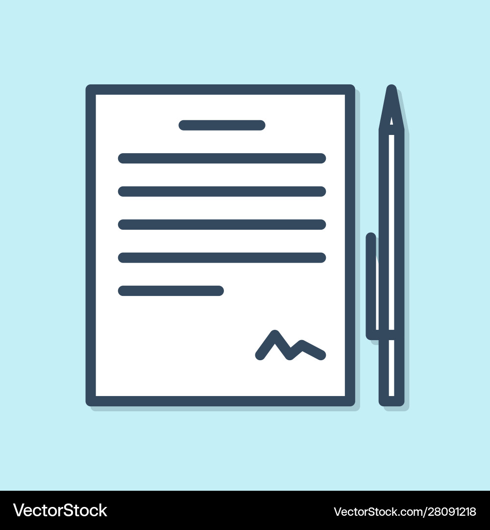 Blue line contract with pen icon isolated on Vector Image